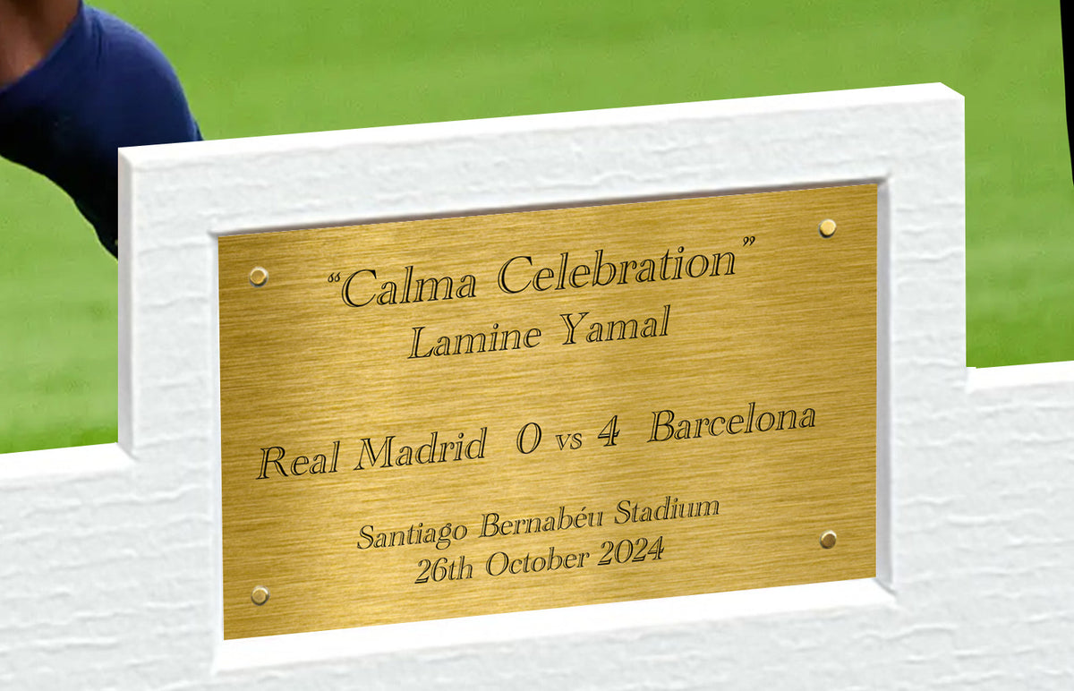 12x8 A4 Signed Lamine Yamal CALMA CELEBRATION Barcelona Spain Autograp ...