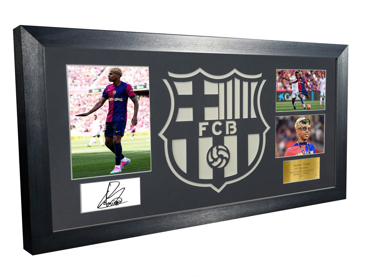 Lamine Yamal 2025 Barcelona Logo Mount Signed Autographed Photo Photog ...