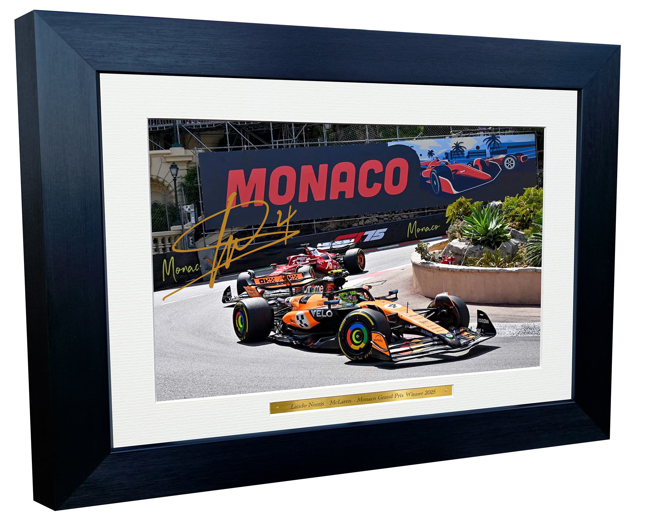 12x8 A4 Lando Norris Monaco Grand Prix Winner 2025 McLaren Car Autogra ...