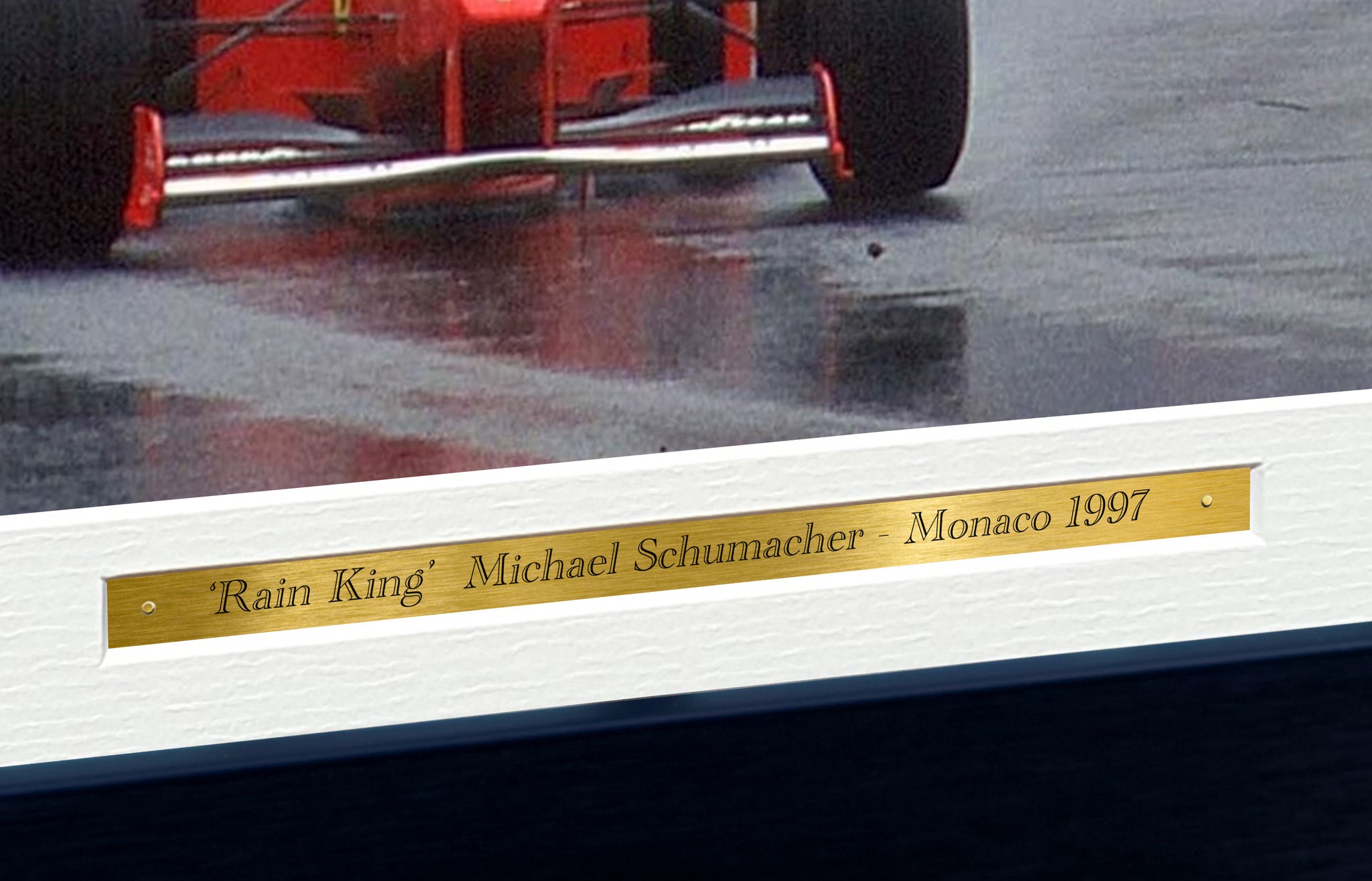12x8 A4 Michael Schumacher RAIN KING Monaco 1997 Grand Prix Ferrari F3 ...
